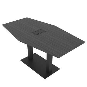 7' Oval Conference Room Table With Square Metal Base Power And Data ...