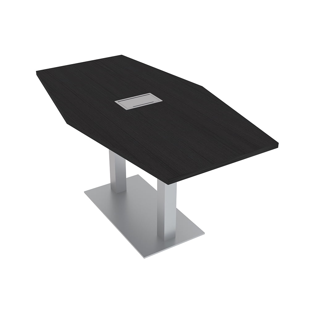6 Person Hexagon Conference Table Square Metal Base Data And Electric ...