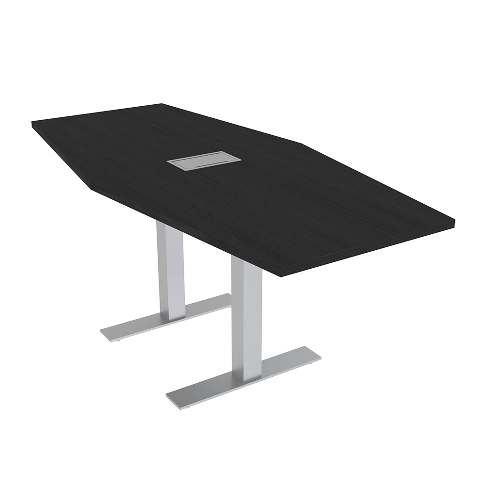 6 Person Hexagon Conference Table With Metal T-Bases Electric Module ...