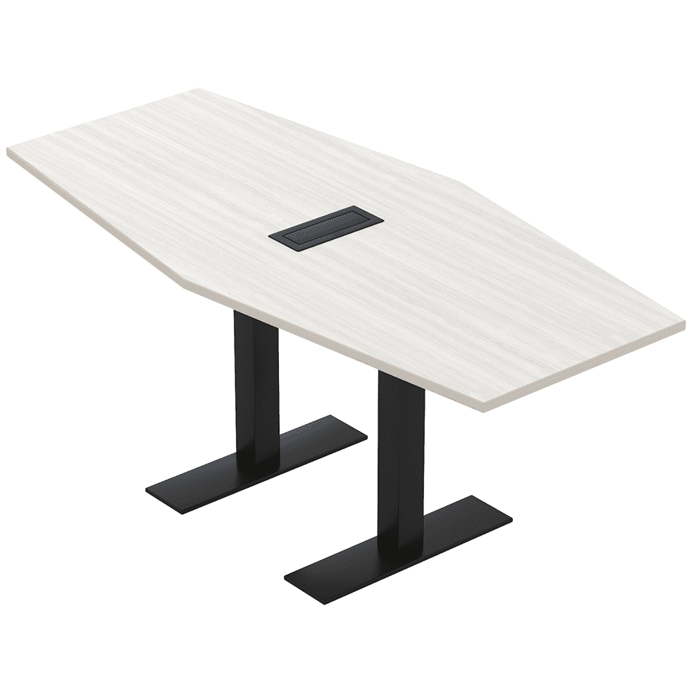 6 Person Hexagon Conference Table With Metal T-Bases Electric Module ...