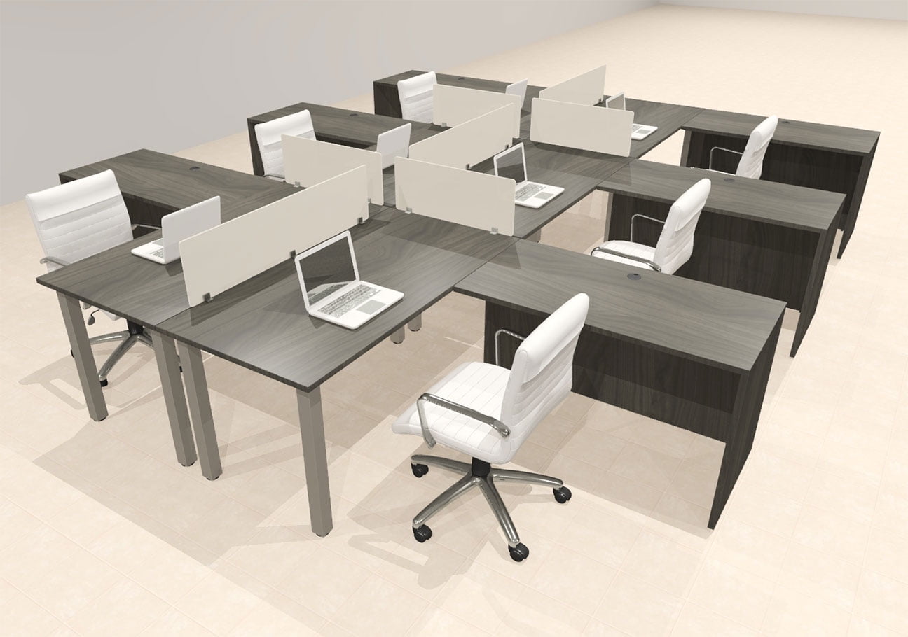 6 Person Modern Metal Leg Office Workstation Desk Set, #OT-SUL-FPM105 ...