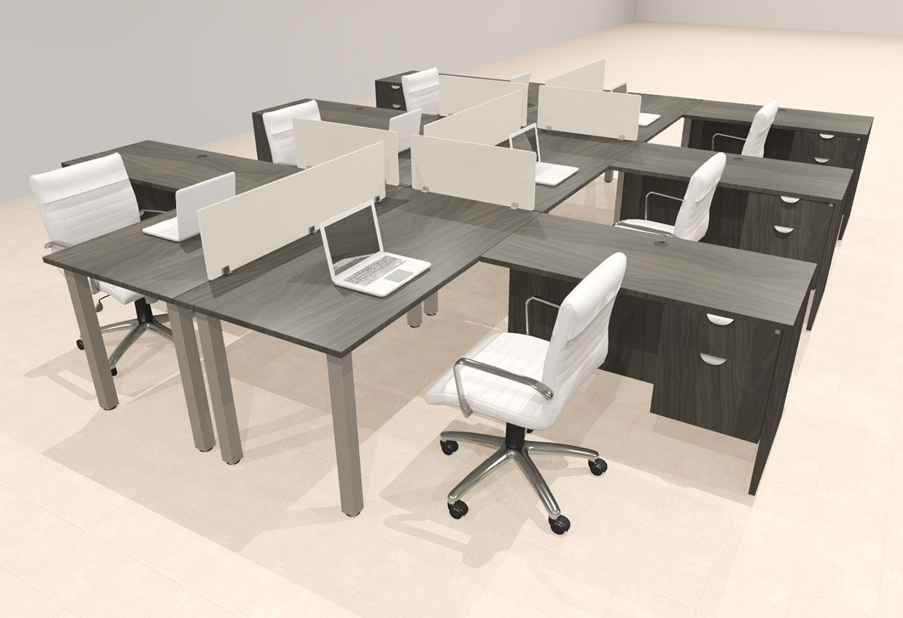 6 Person Modern Metal Leg Office Workstation Desk Set, #OT-SUL-FPM130 ...