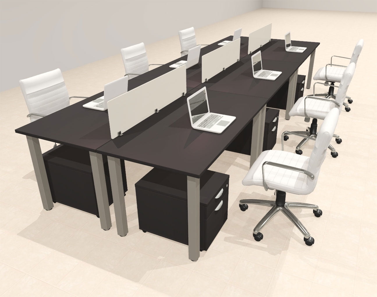 6 Person Modern Metal Leg Office Workstation Desk Set, #OT-SUL-FPM59 ...