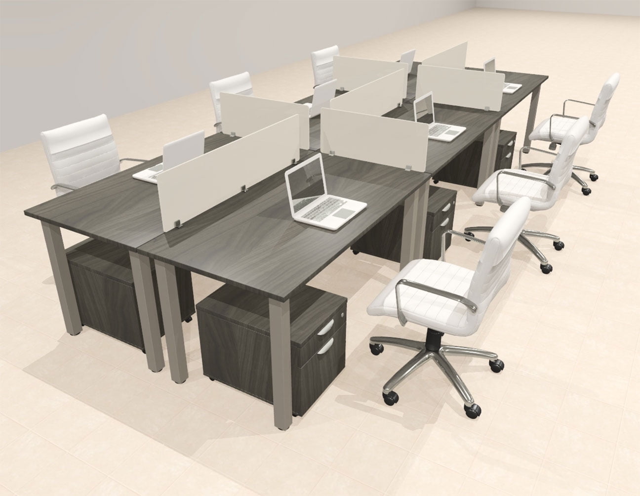 6 Person Modern Metal Leg Office Workstation Desk Set, #OT-SUL-FPM80 ...