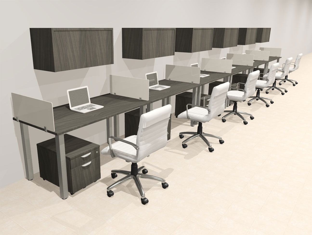 6 Person Modern Metal Leg Office Workstation Desk Set, #OT-SUL-SPM100 ...