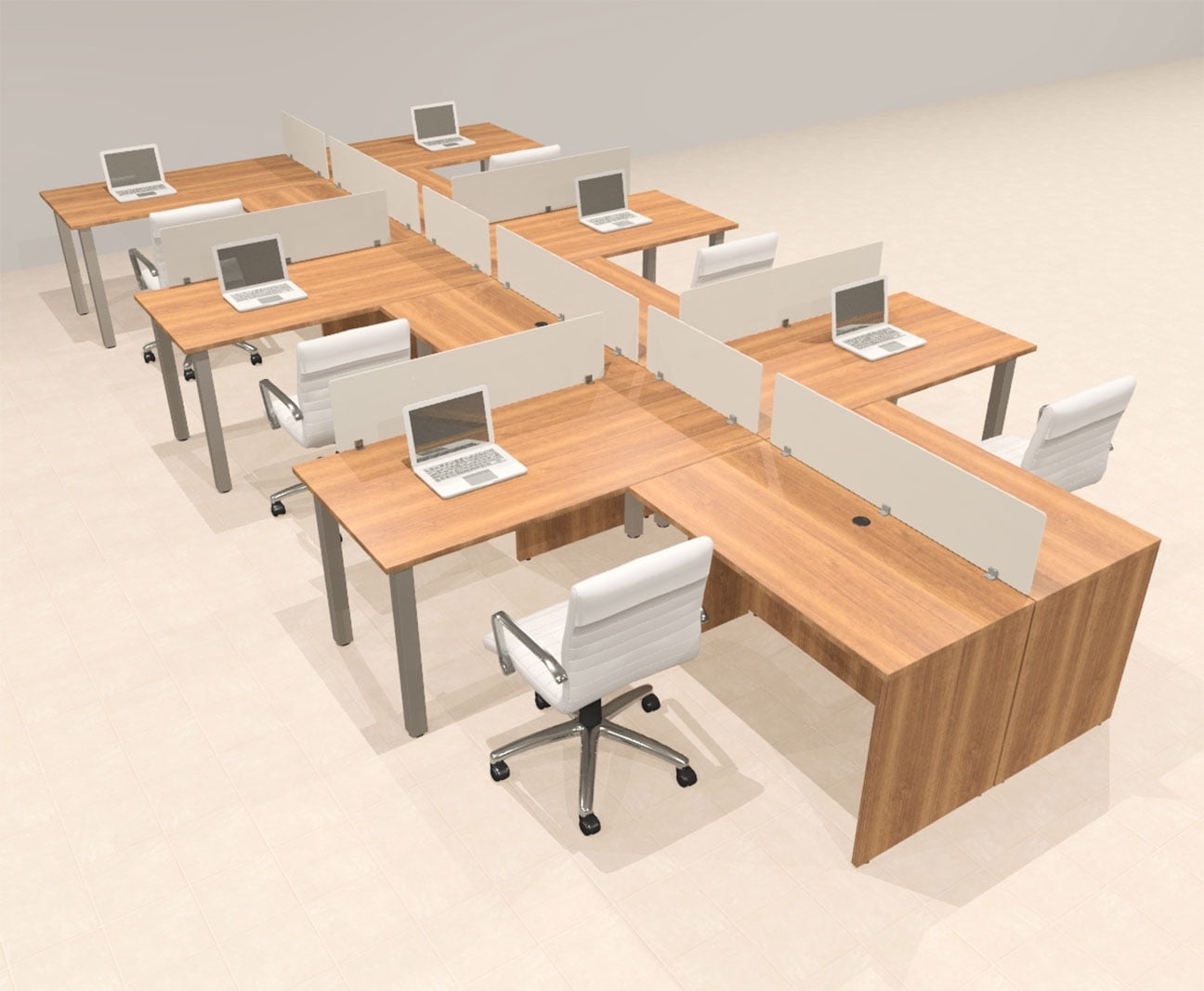 6 Person Modern Metal Leg Office Workstation Desk Set, #OT-SUL-SPM111 ...
