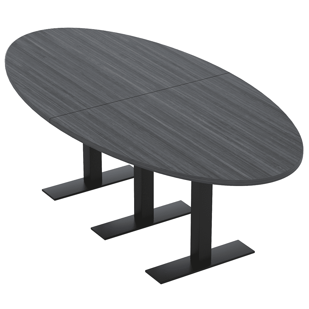 6 Person Oval Conference Table Metal T-Bases Power And Data Modules ...