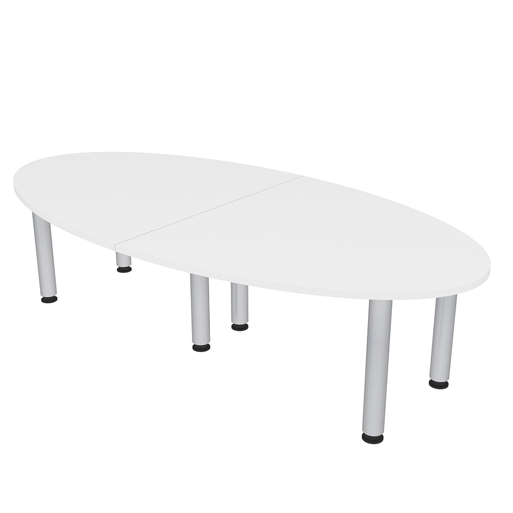 6 Person Oval Conference Table With Silver Post Legs Power And Data ...