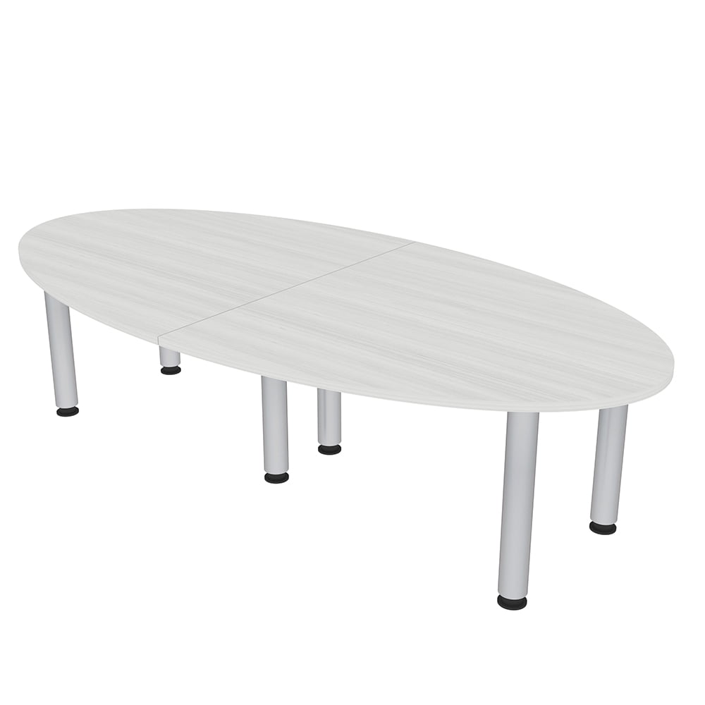6 Person Oval Conference Table With Silver Post Legs Power And Data ...