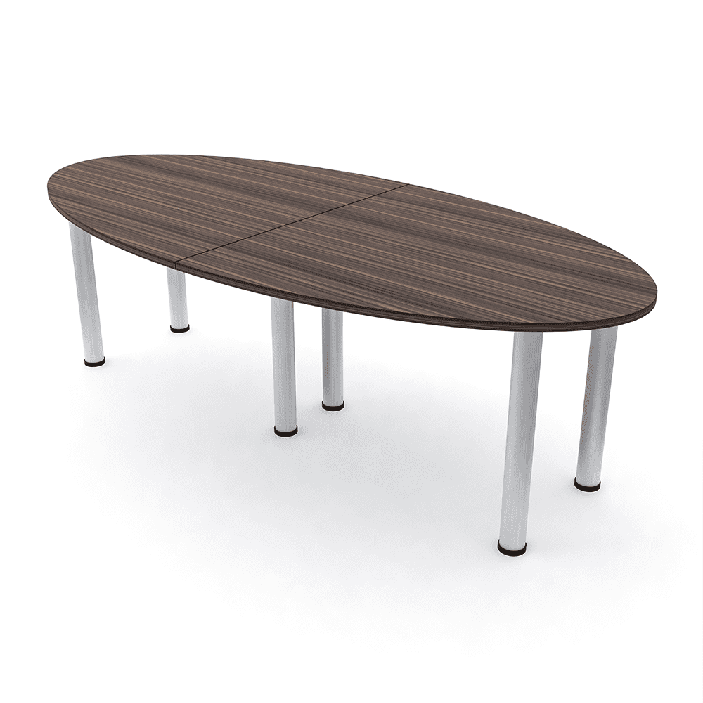 6 Person Oval Conference Table With Silver Post Legs Power And Data ...