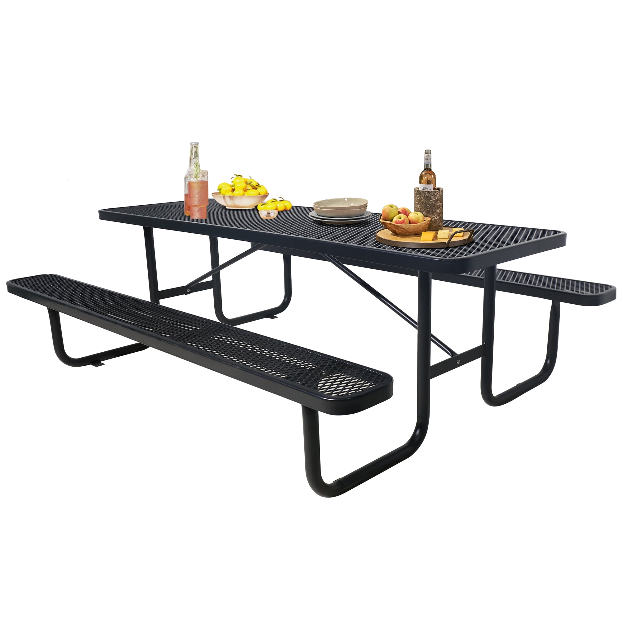 6-Person Picnic Tables for Outdoors, Industrial 6FT Expanded Metal ...