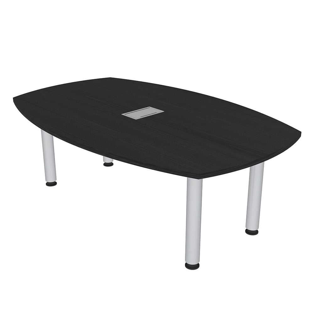 6 Person Powered Arc Boat Conference Room Table With Silver Post Legs ...