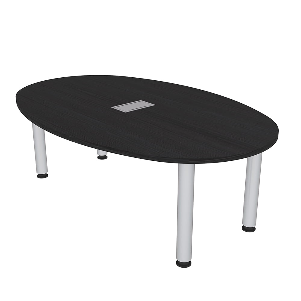 6 Person Powered Boat-Oval Shaped Conference Table Silver Post Legs ...