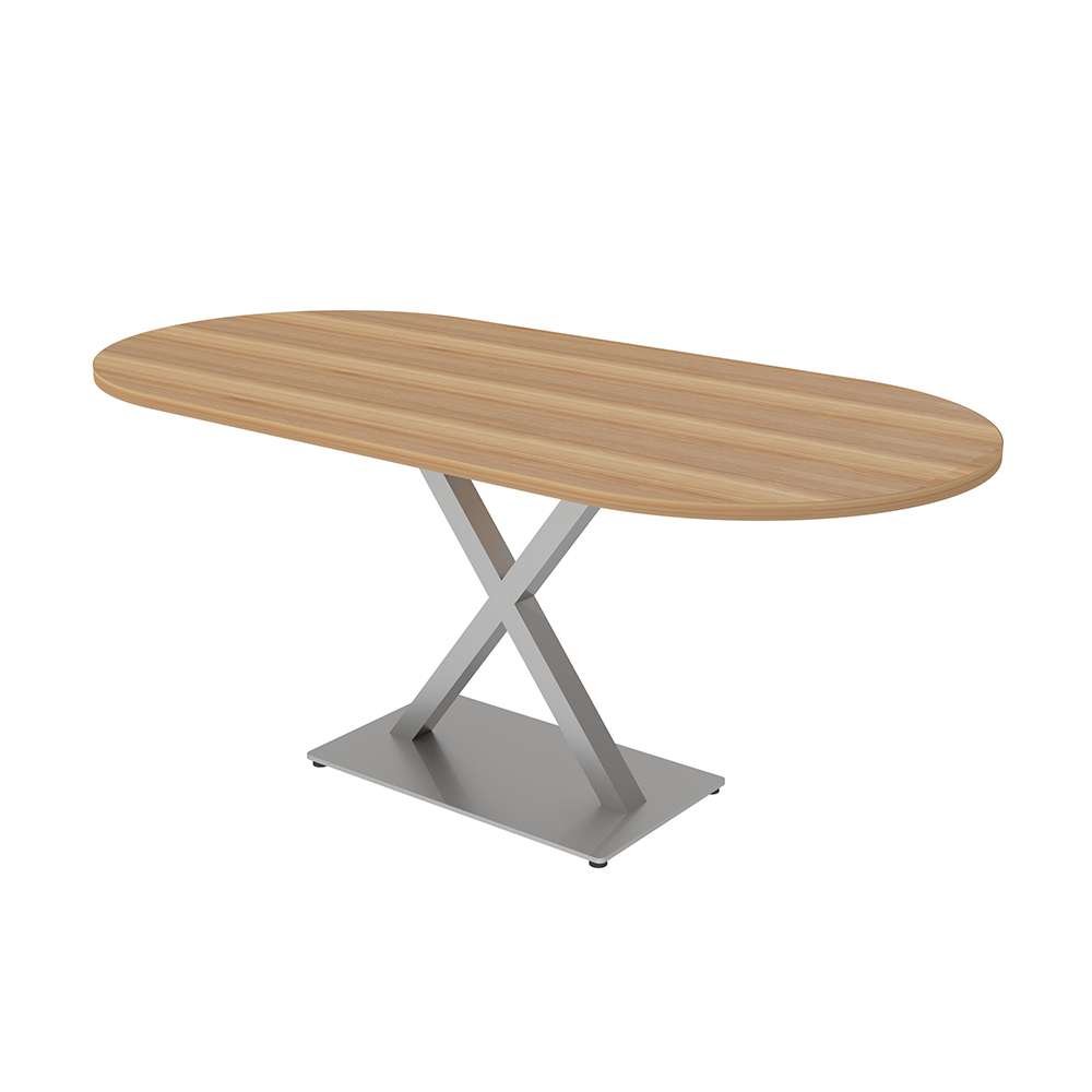 6 Person Racetrack Conference Table With X Base Data And Electric Unit ...