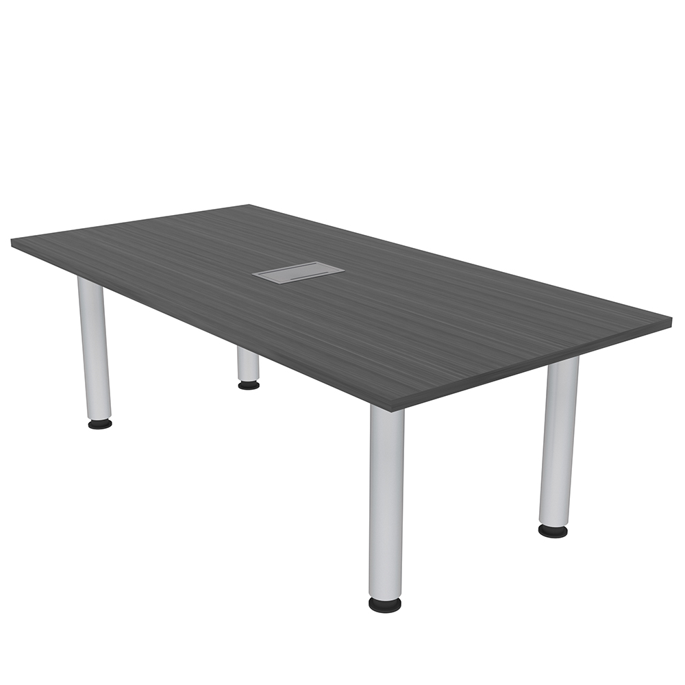 6 Person Rectangular Conference Table Silver Post Legs Power And Data ...