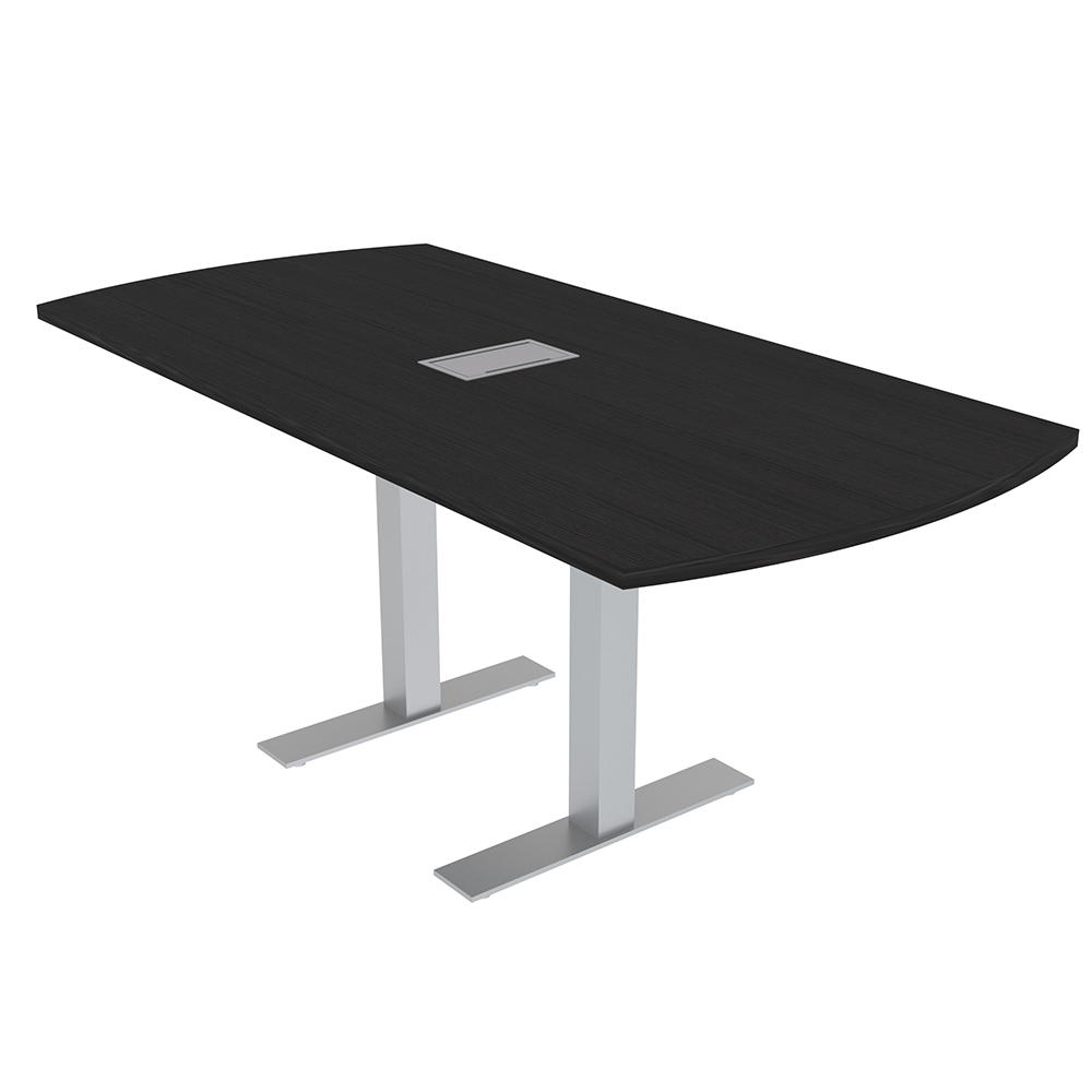6 Person Small Arc Rectangle Powered Conference Table Metal T Bases ...