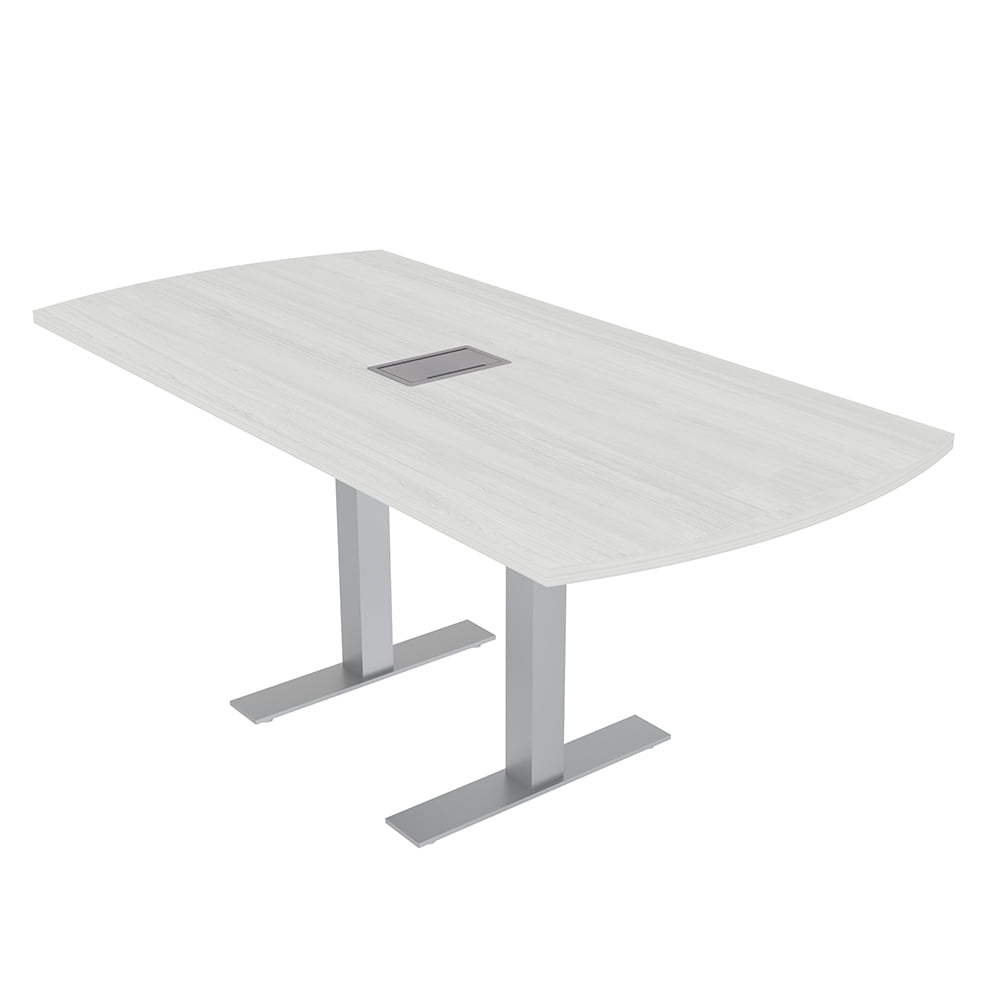 6 Person Small Arc Rectangle Powered Conference Table Metal T Bases ...