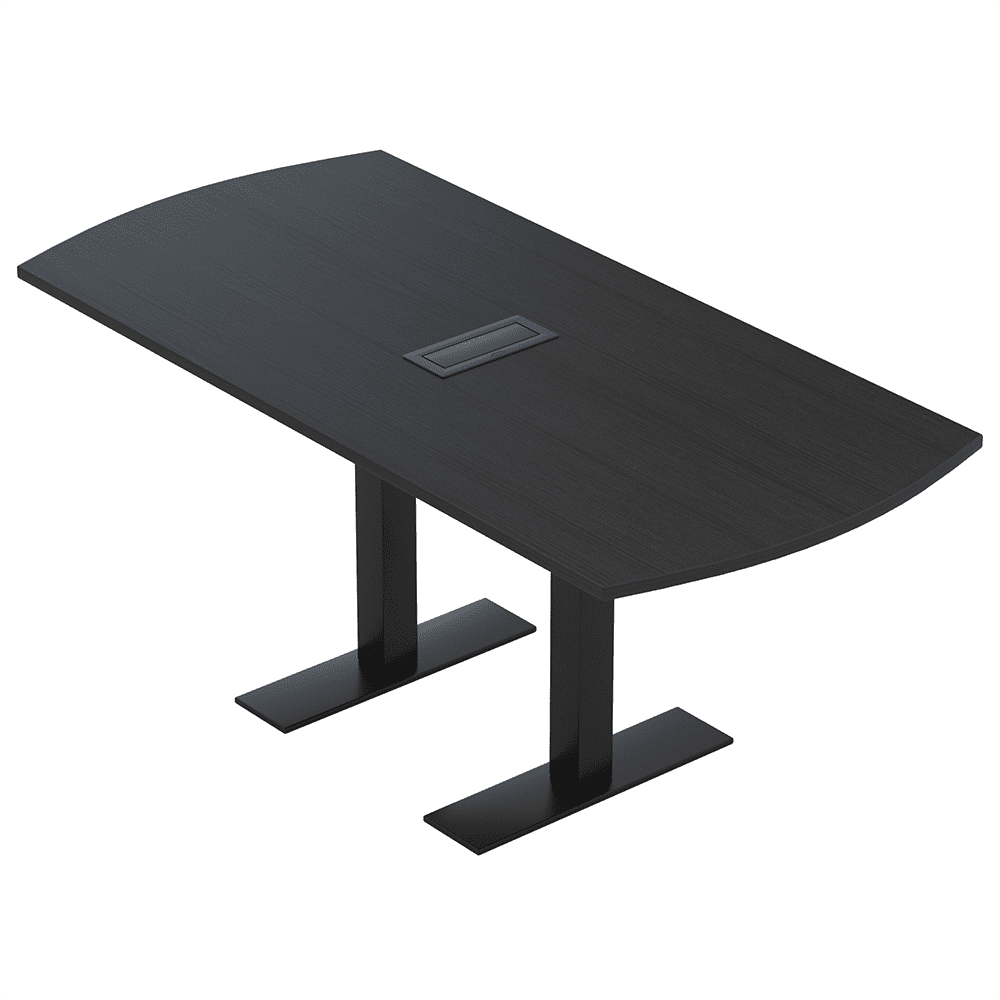 6 Person Small Arc Rectangle Powered Conference Table Metal T Bases ...