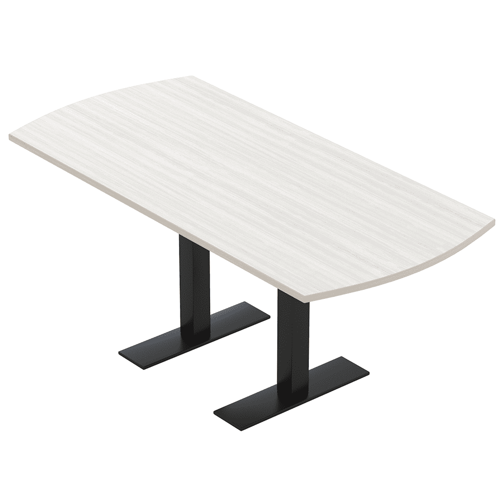 6 Person Small Arc Rectangle Powered Conference Table Metal T Bases ...