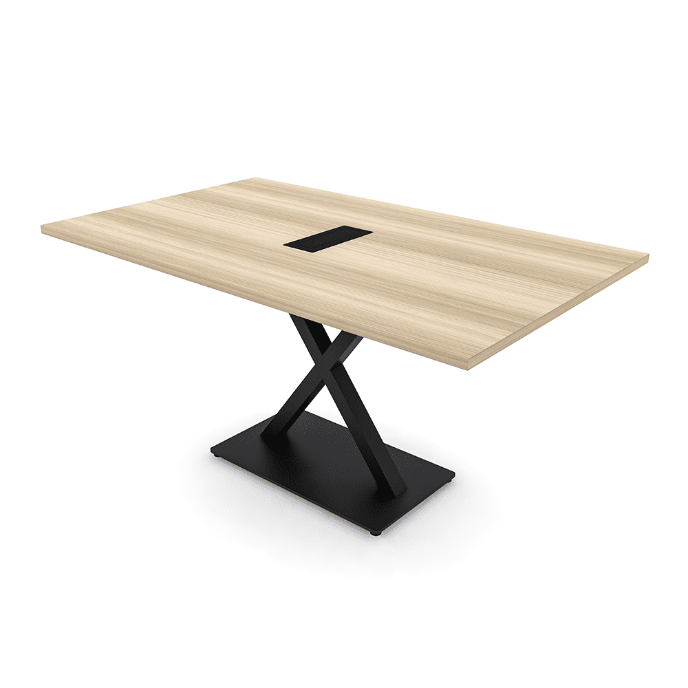 6 Person Small Rectangular Conference Table X Shaped Base Power Module ...