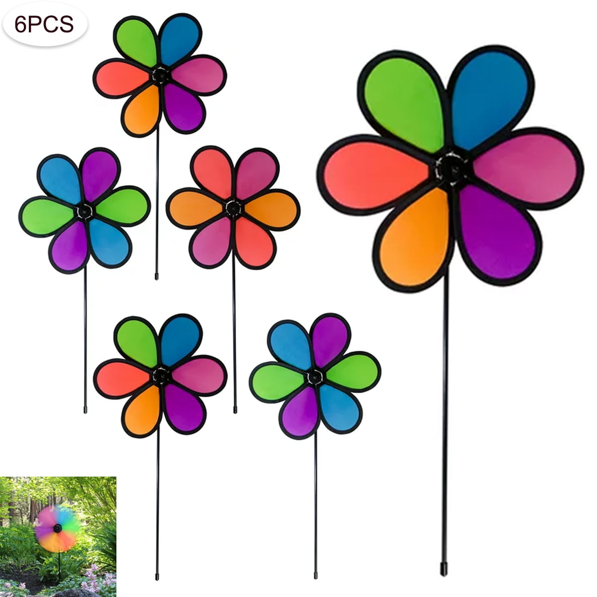 6-Petal Flower Spinner, 10'' Neon Fusion Flower Spinner, 6 Pack ...