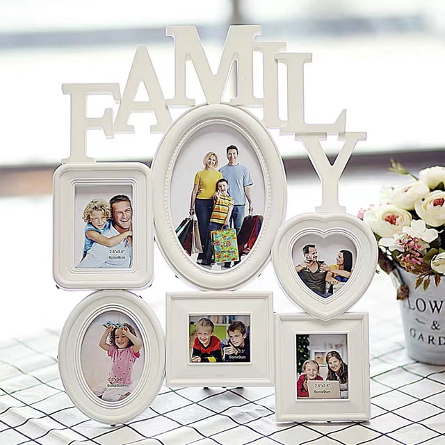6 Photo Collage Frame Wall Mount or Tabletop Display Family Picture ...