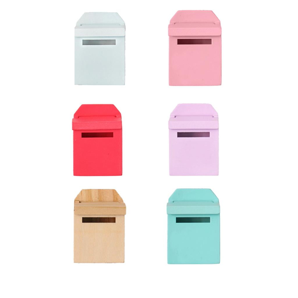6 Piece/12 Wood Mailbox With Decal Dollhouse Miniature Fairy Garden ...