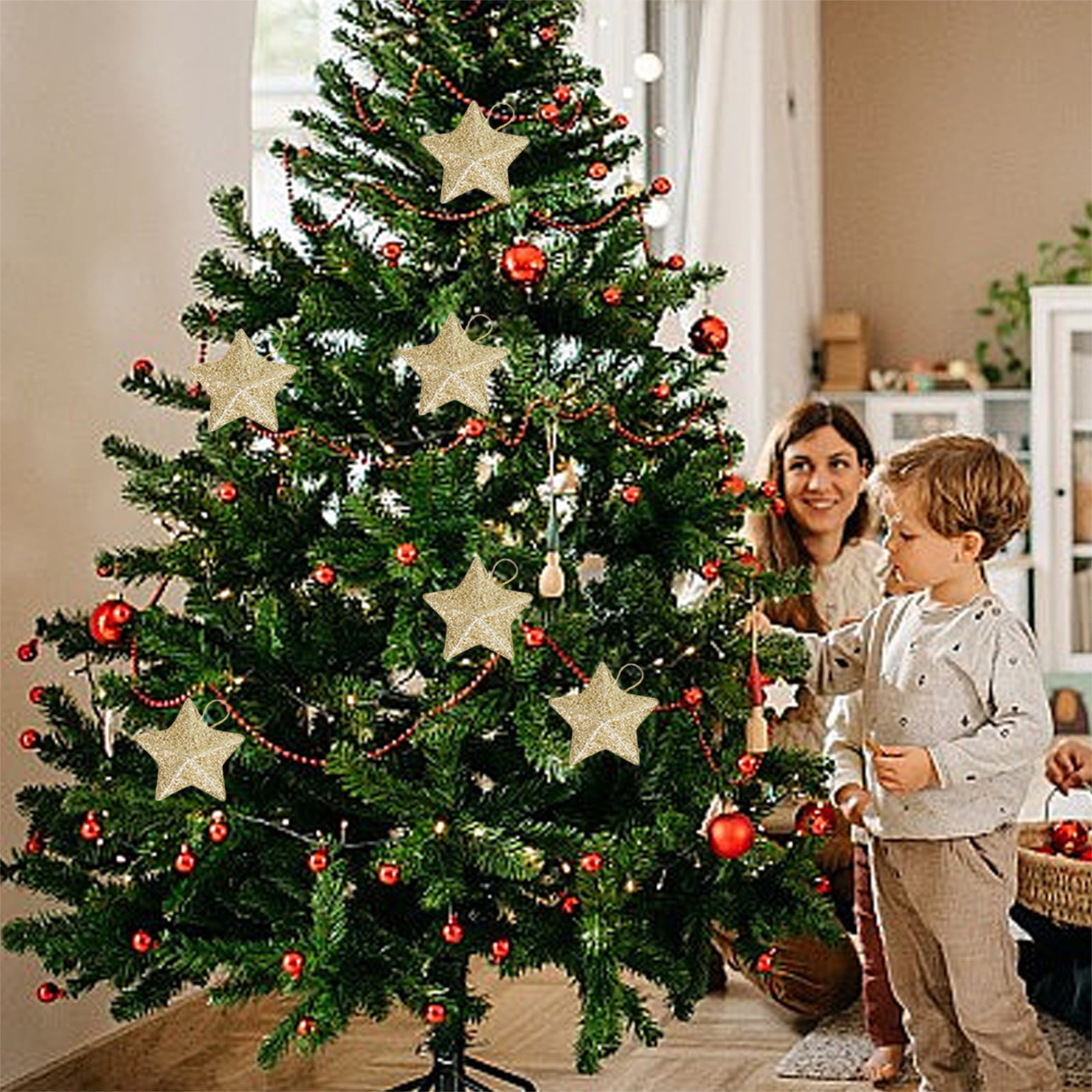 6-Piece 5cm Christmas Pentagram Pendants, Plastic Material for Tree ...