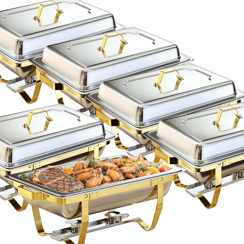 6 Piece 9-Quart 2-in-1 stainless steel buffet hot pot set high-end ...