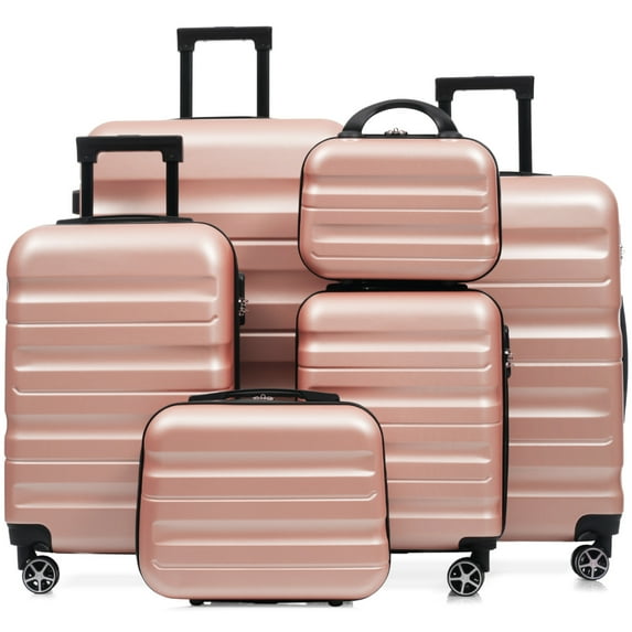 6-Piece ABS Hardshell Luggage Set - Lightweight & Durable Suitcases ...