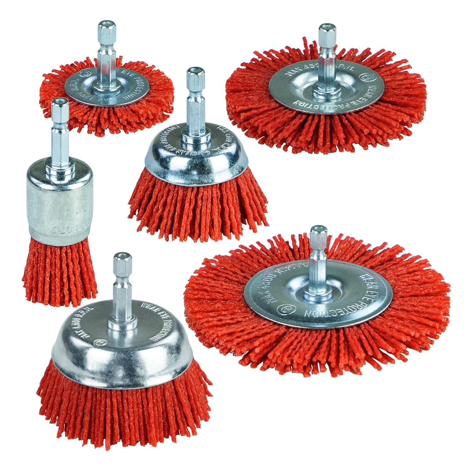 6 Piece Abrasive Filament Nylon Wire Bristle Drill Wheel and Cup Brush ...