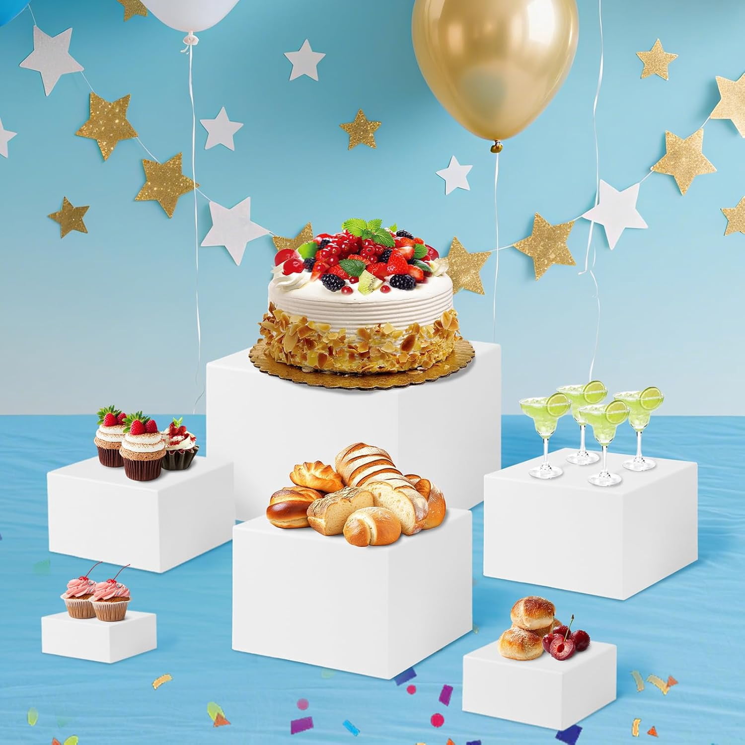 6-Piece Acrylic Buffet Risers Set, Stackable Food Display Stands for ...