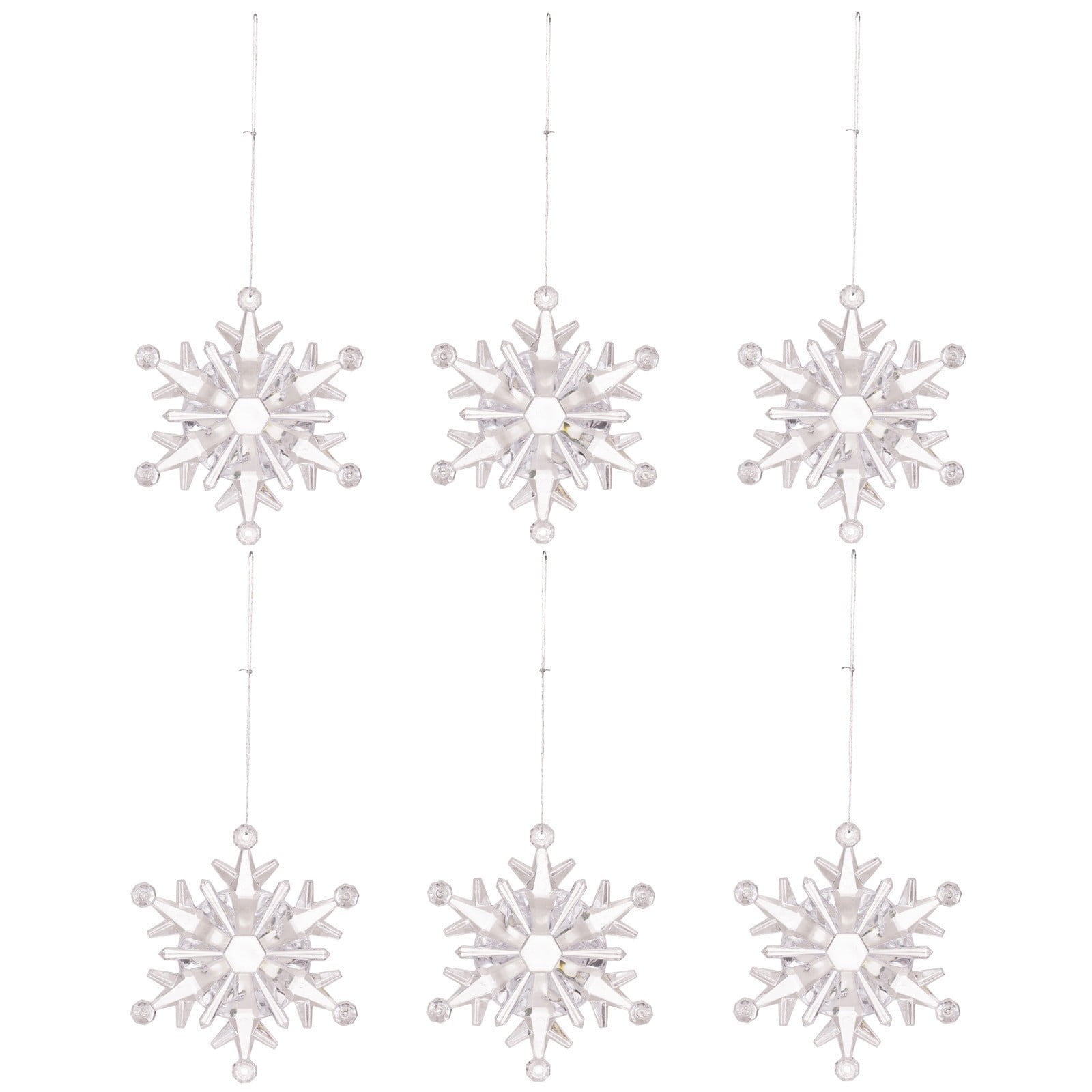 ‌6-Piece Acrylic Snowflake Window Decor - Mini Pendant for Christmas ...