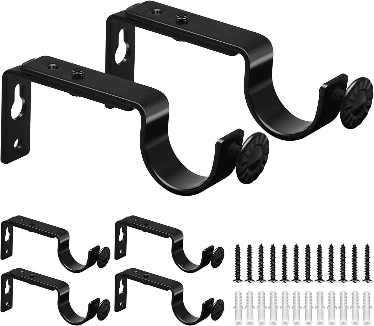 6 Piece Adjustable Curtain Rod Bracket 1 Inch Heavy Duty Iron Wall ...