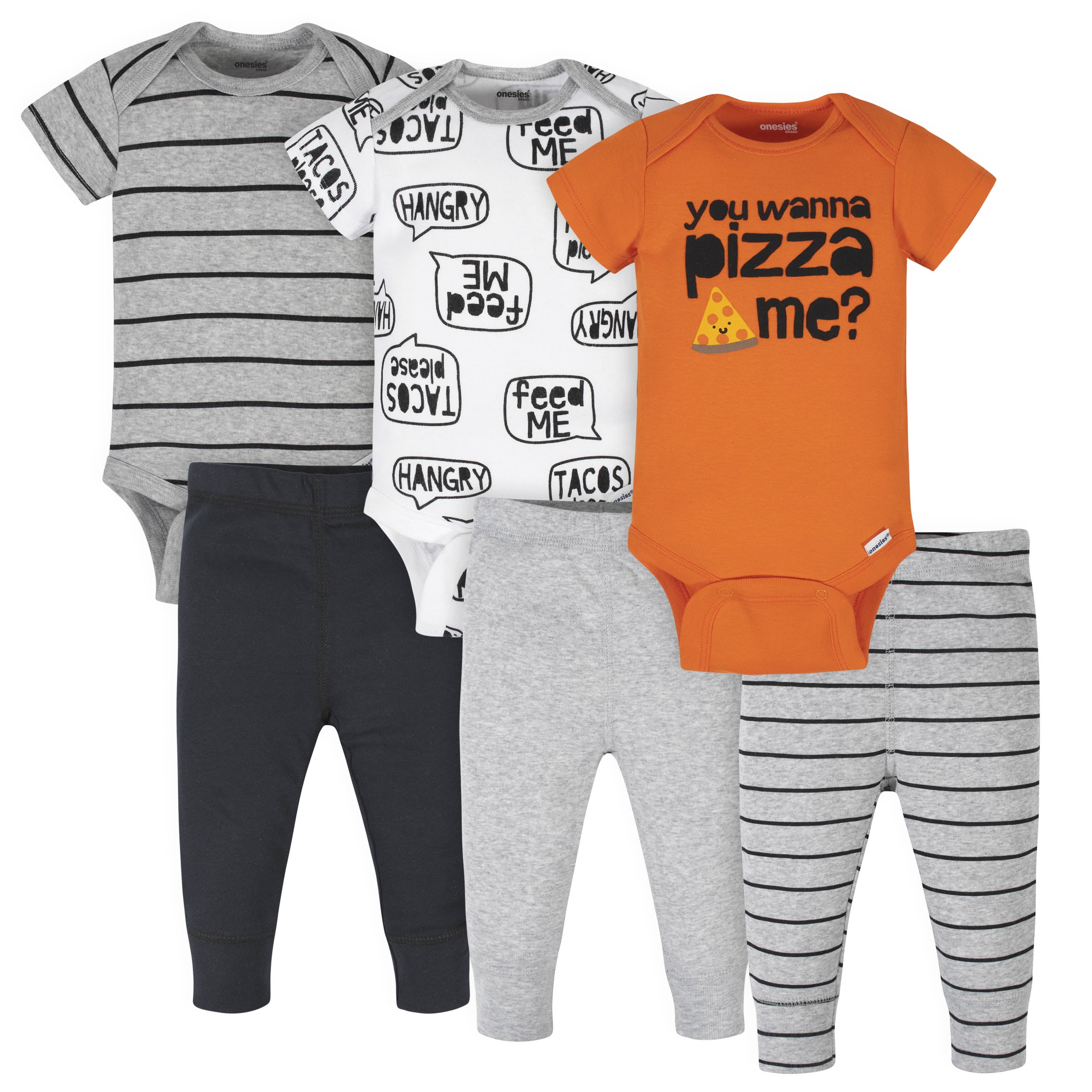 6-Piece Baby Boys Pizza Onesies® Brand Bodysuits & Pants Set - Walmart.com