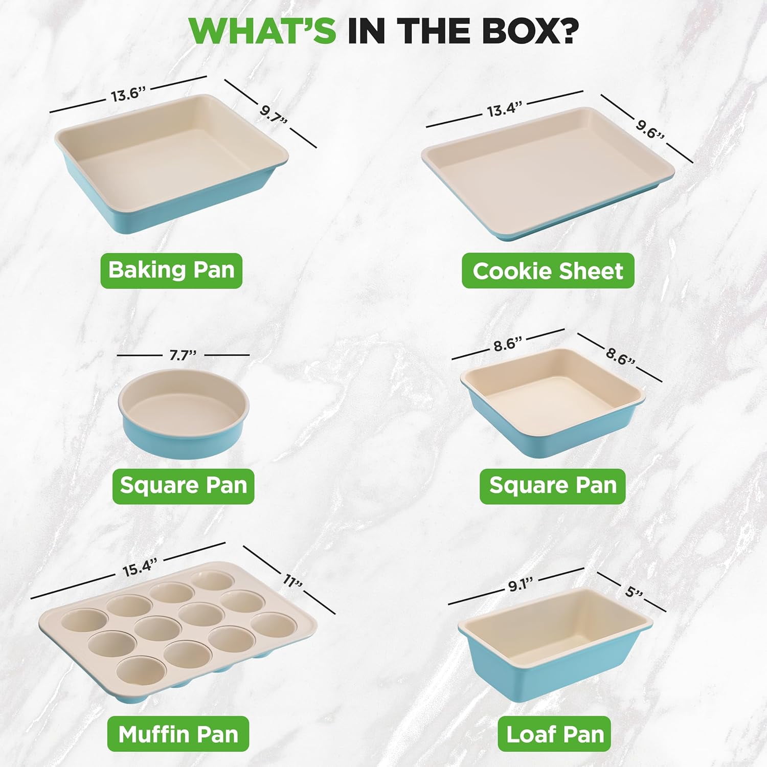 6-Piece Baking Pan Set, Premium Carbon Steel Bakeware with Ceramic Non ...