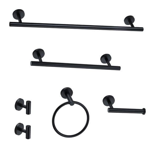 6-Piece Bath Hardware Set 24&16 in. with Mounting Hardware in Matte ...