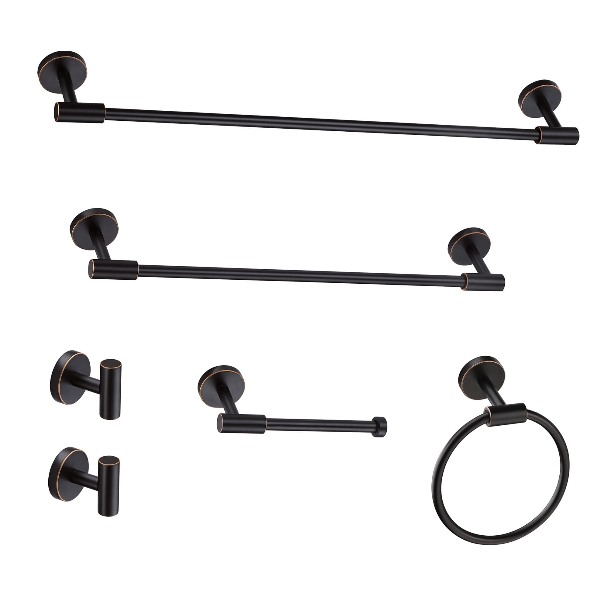 6 Piece Bath Hardware Set, Wall Mount Aluminium and Stainless Bathroom ...