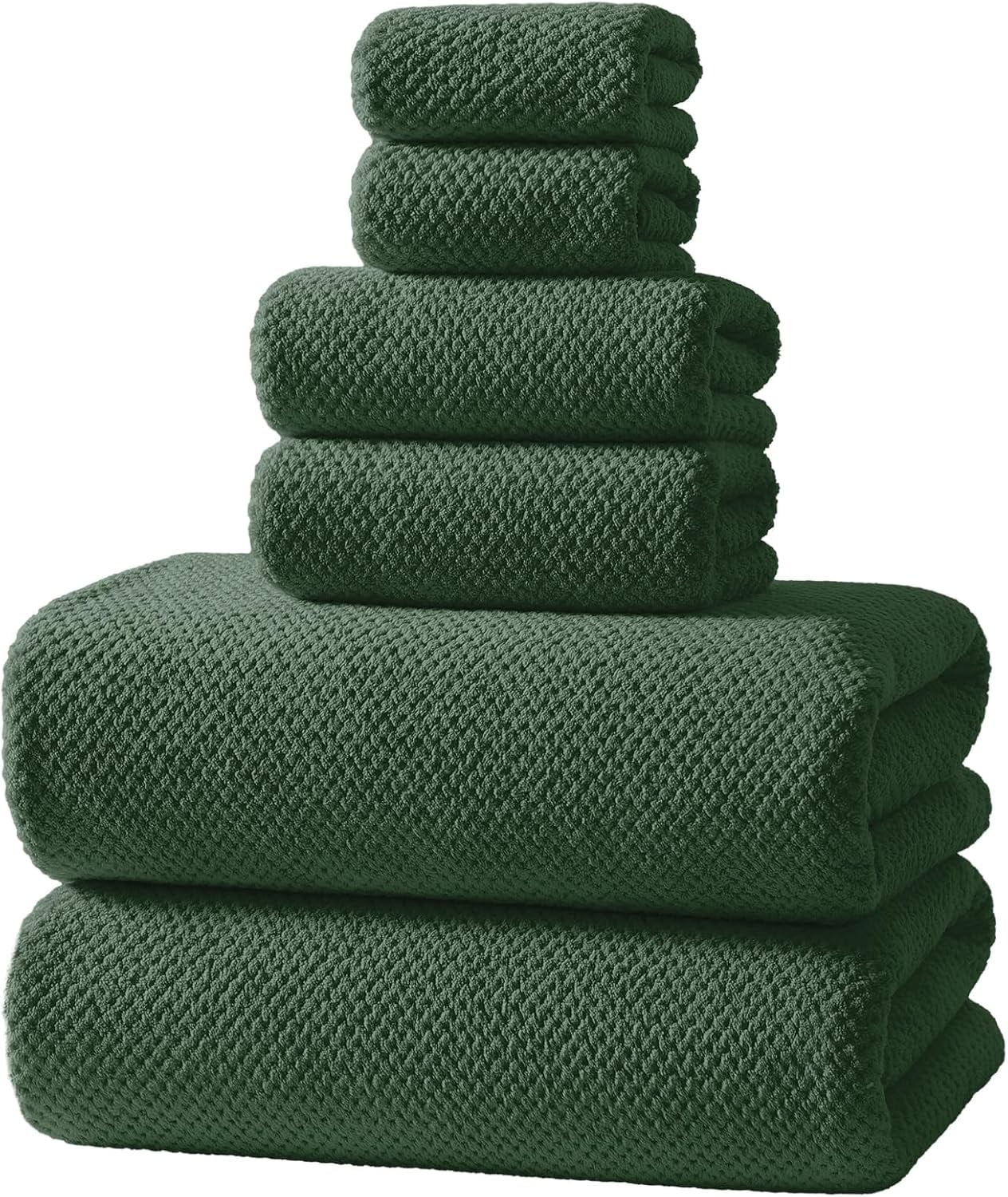 6-Piece Bath Towel Set - 2 Washcloths, 2 Hand Towels, 2 Bath Towels ...
