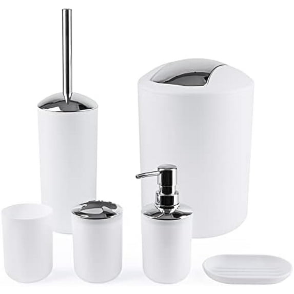 6-Piece Bathroom Organization Set, Toothbrush Holder with Cup, Soap ...