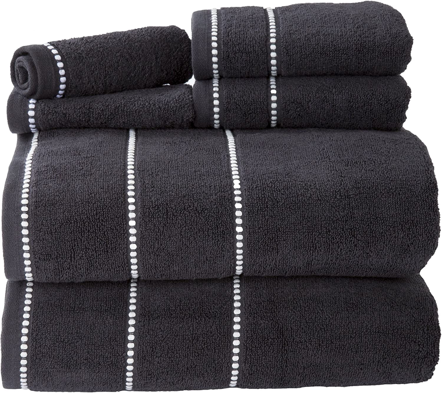 6 Piece Bathroom Towels Set - 525GSM 100% Cotton Essentials 2 Bath ...