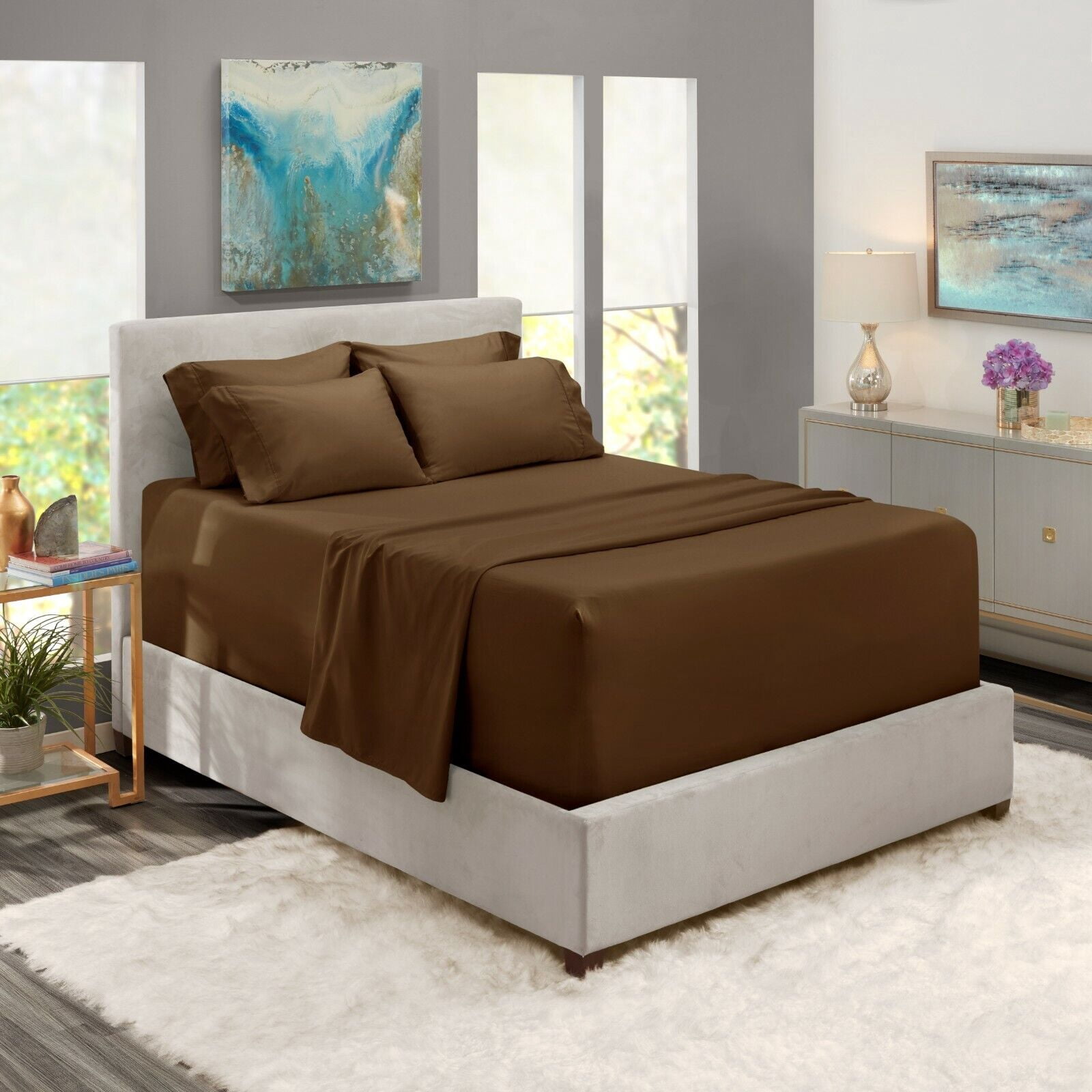 6 Piece Bed Sheets Set- Hotel Luxury Extra Deep Sheets, 39 Colors, 16 ...