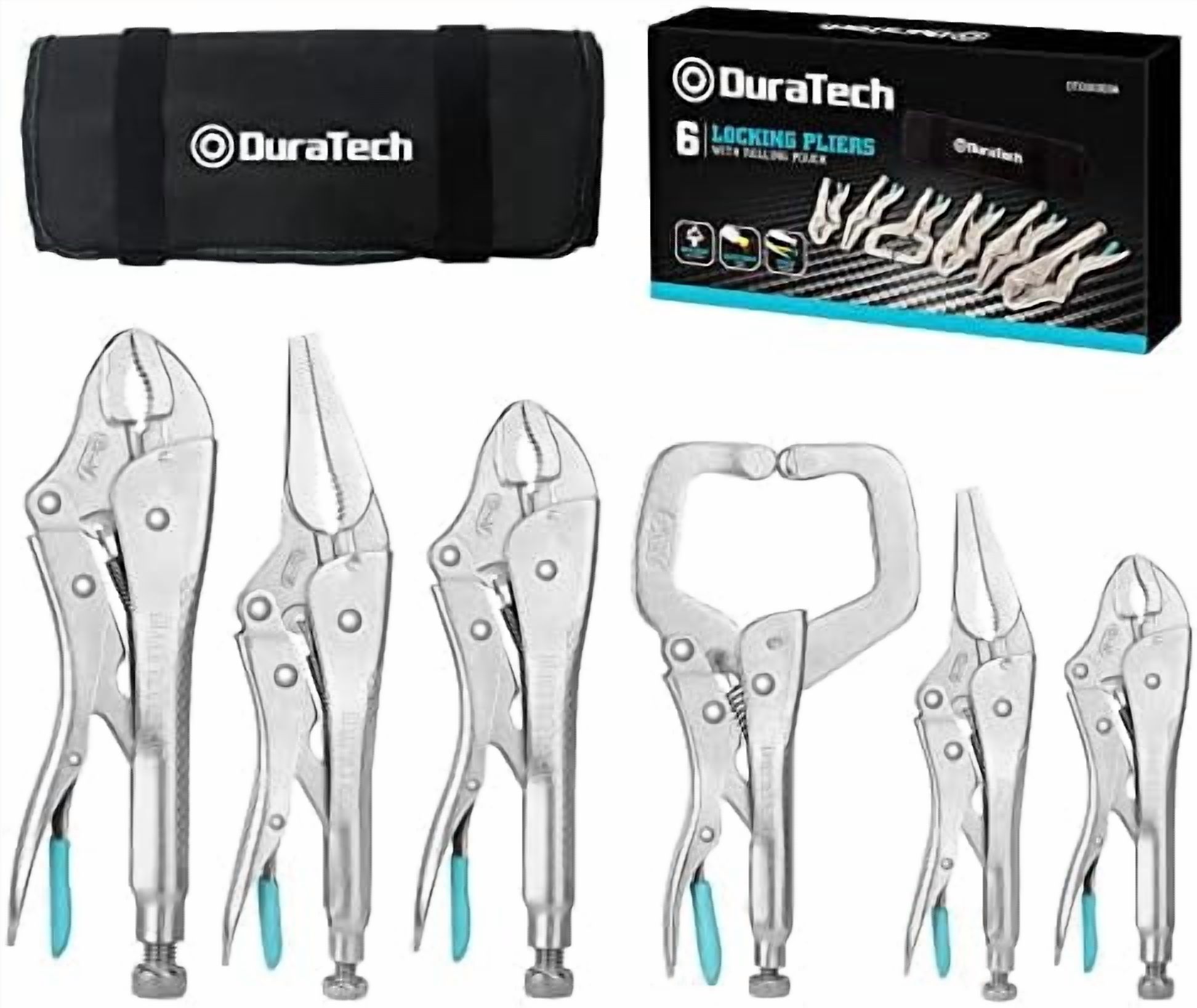 6-Piece CR-V Pliers Set - 6-1/2', 9-1/2' Long Nose, 5', 7' & 10' Curved ...
