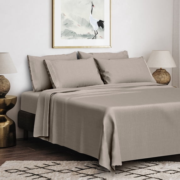 6 Piece California King Size Bed Sheet Set with 16-Inch Deep Pocket ...