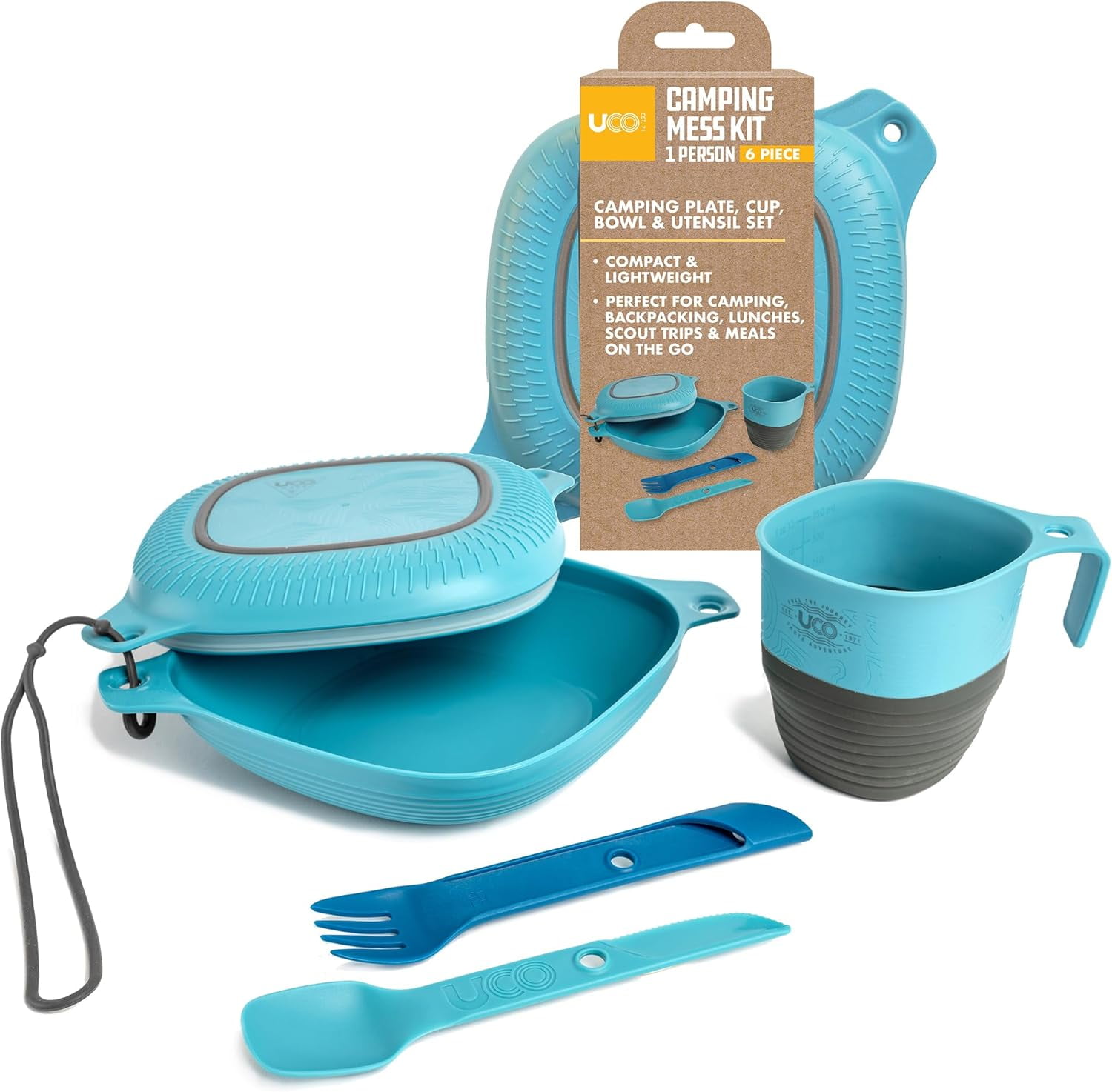 6-Piece Camping Mess Kit with Bowl, Plate, Camp Cup, and Switch Spork ...