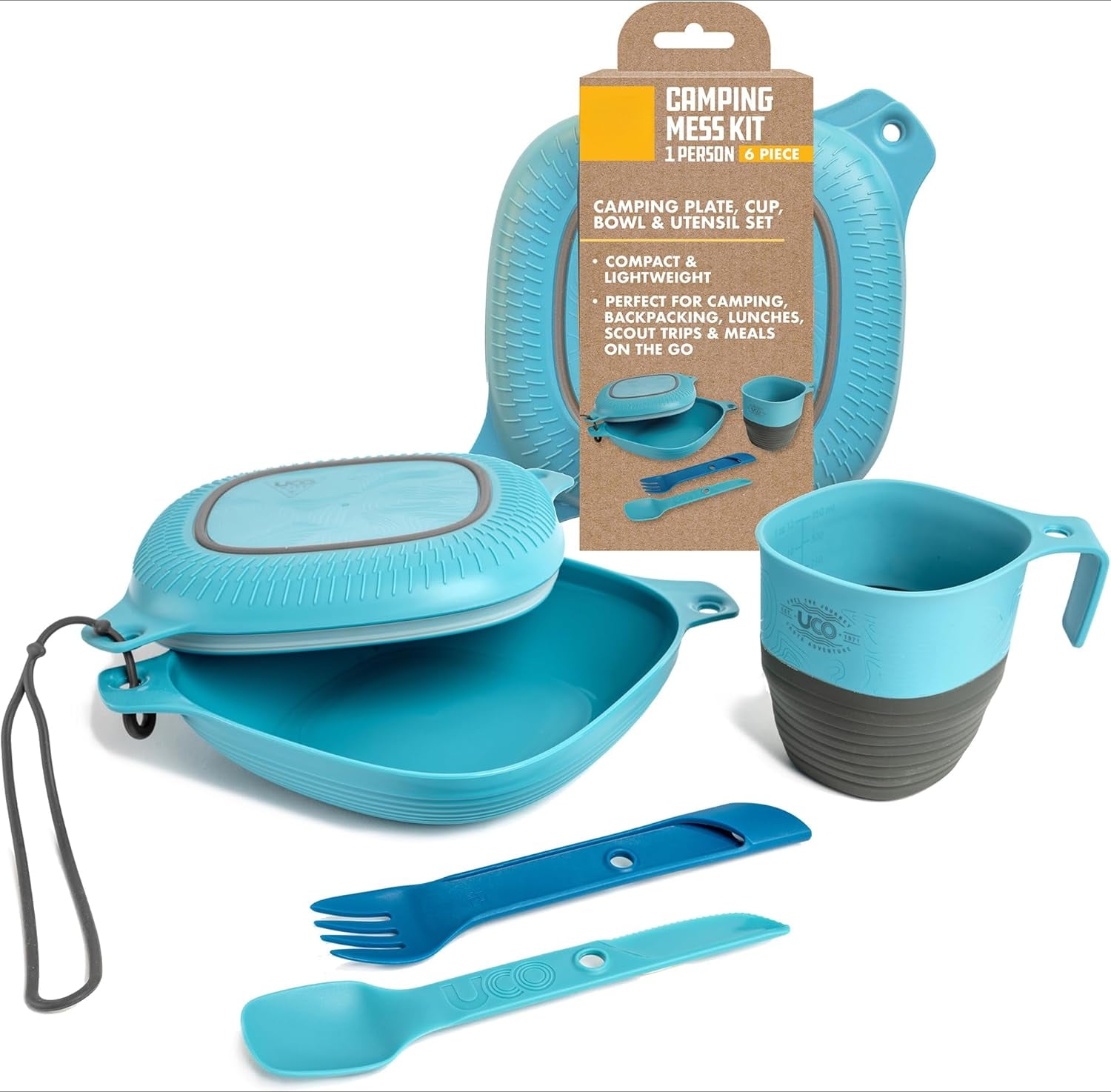 6-Piece Camping Mess Kit with Bowl, Plate, Camp Cup, and Switch Spork ...
