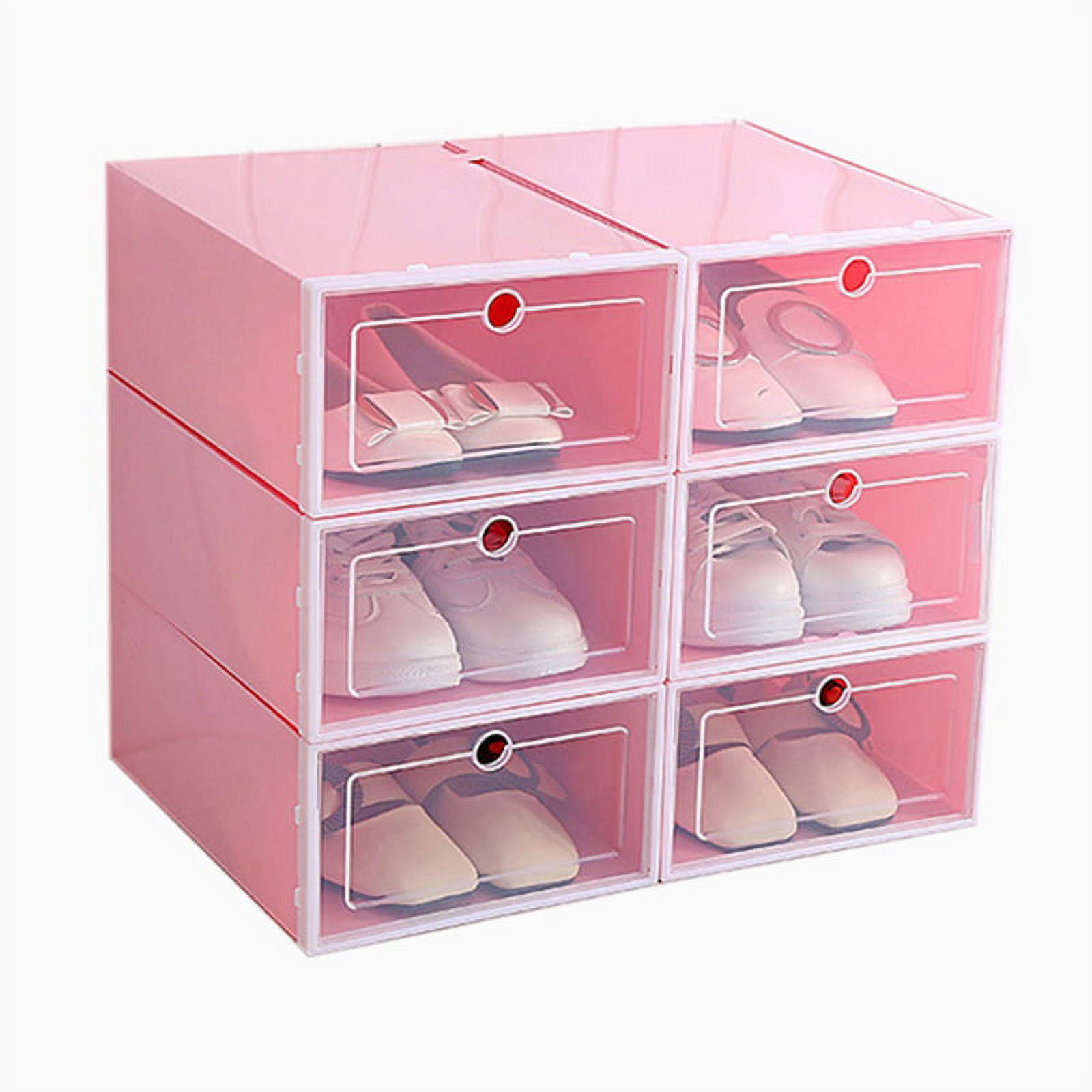6-Piece Candy Color Shoe Box, Transparent Plastic Shoe Storage Box ...