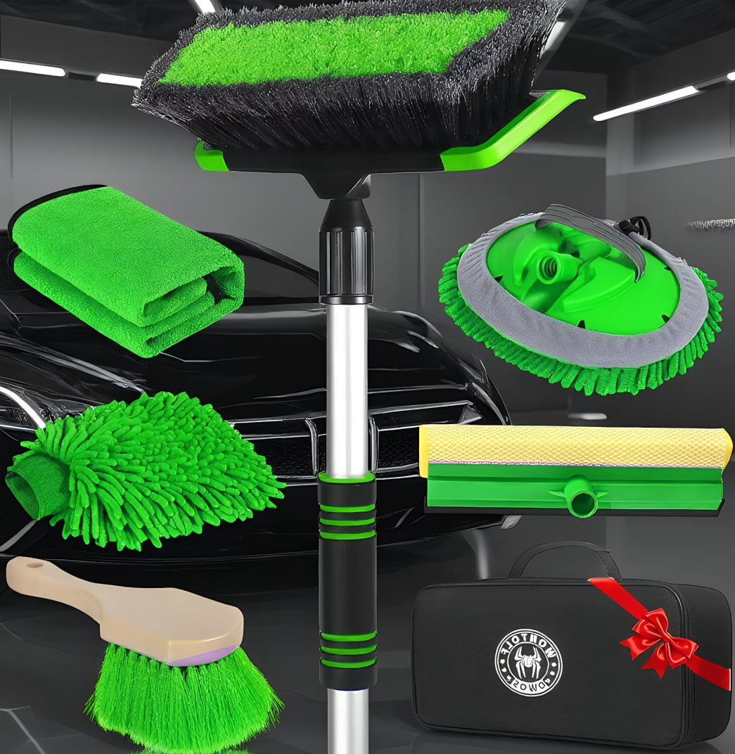 6-Piece Car Wash Kit, 62-Inch Long Handle Brush with Wash Mitt ...