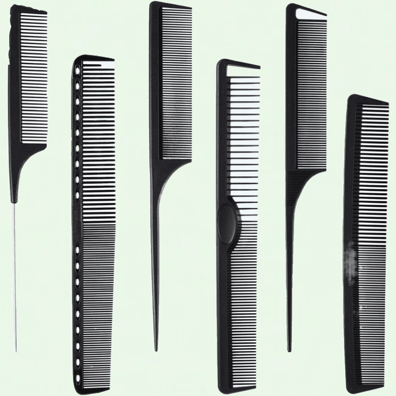6-Piece Carbon Fiber Hair Combs Set, Anti-Static Heat Resistant ...