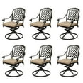 6 Piece Cast Aluminum Outdoor Swivel Dining Chairs, All-Weather Patio ...